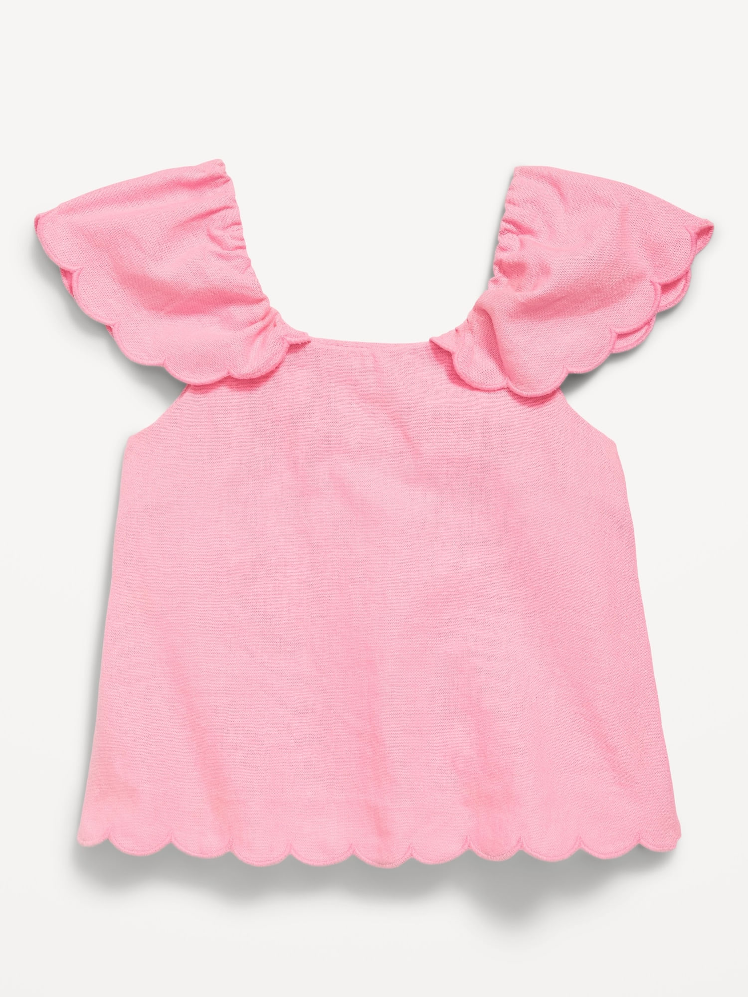 Old Navy | Top de manga corta con olanes en mezcla de lino para toddler ...