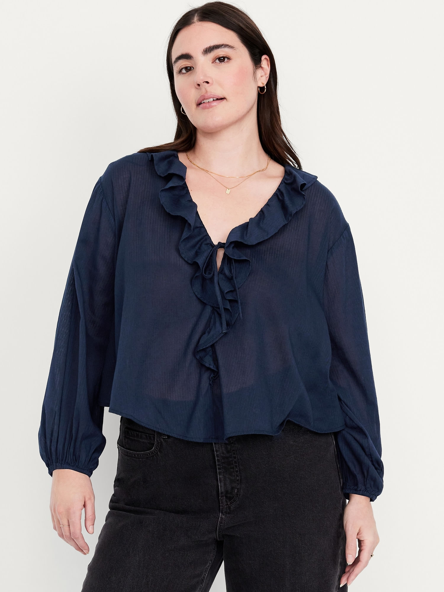 Old Navy | Blusa con olanes y lazo al frente para mujer Old Navy - Old ...